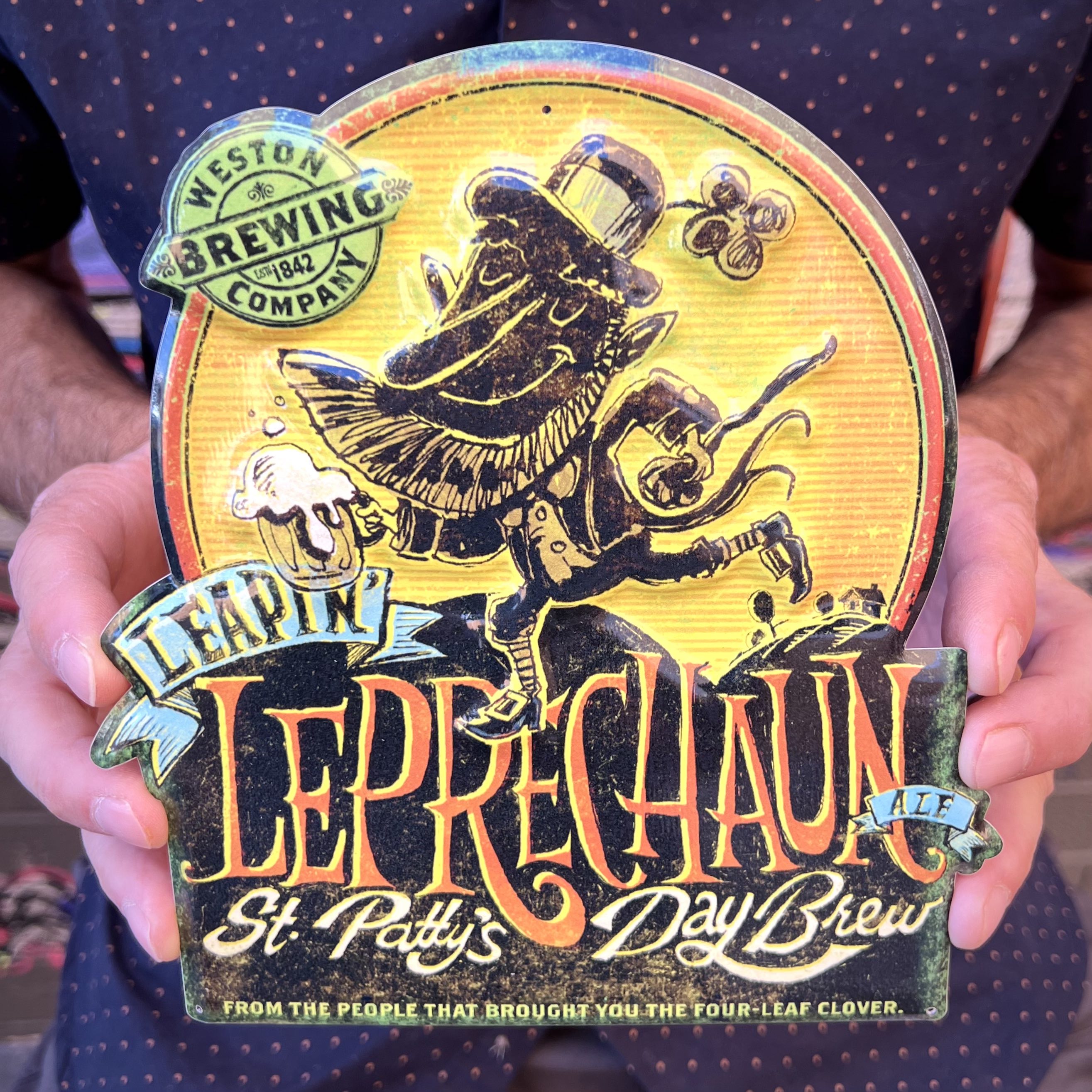 Weston Brewing Co "Leapin' Leprechaun" Mini Tacker Collectible Beer Si ...